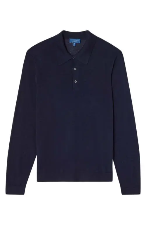 Robert Talbott Henson Wool Silk Fine Gauge Jersey Long Sleeve Polo