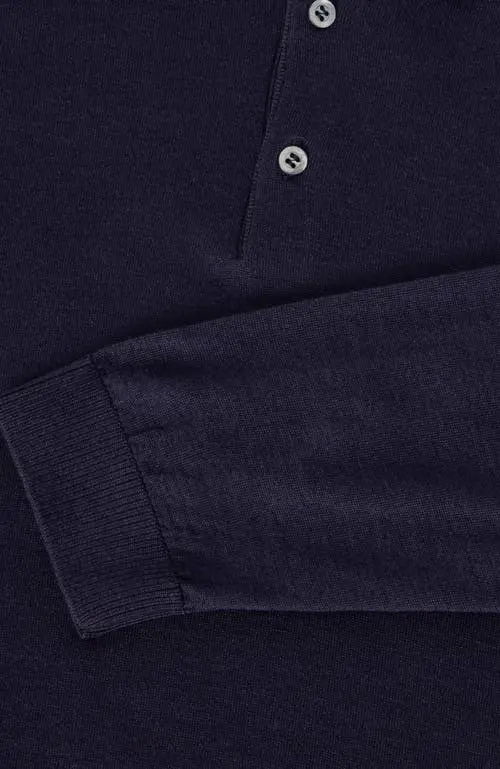 Robert Talbott Henson Wool Silk Fine Gauge Jersey Long Sleeve Polo