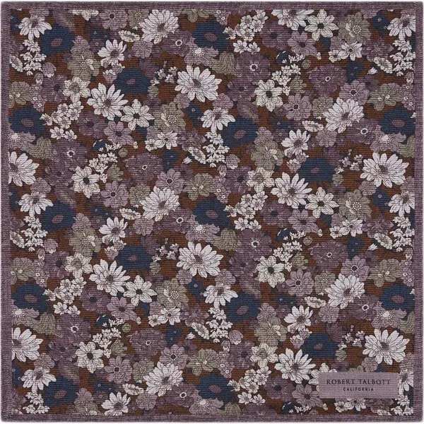 Robert Talbott Collins Floral Double Print Pocket Square - Lavender Multi