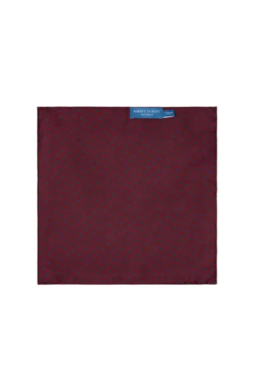 Robert Talbott Paisley Collins Double Print Pocket Square - Maroon Multi