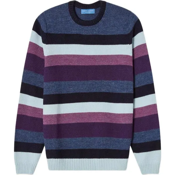 Robert Talbott Radcliffe Striped Crewneck Sweater - Blue Multi