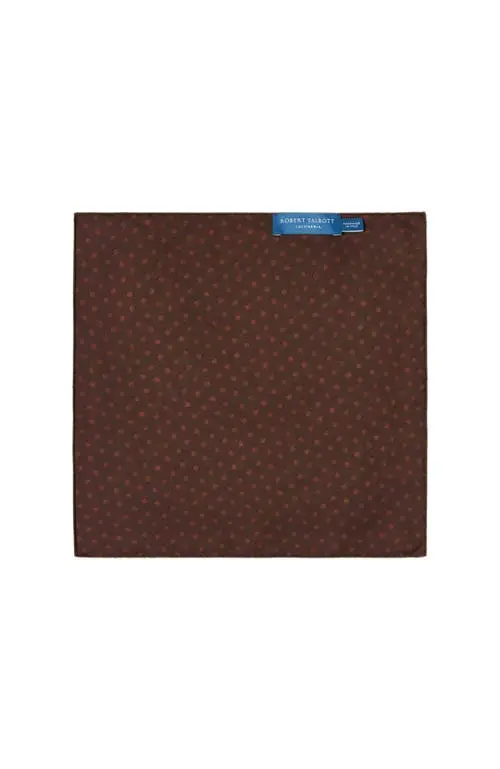 Robert Talbott Paisley Collins Double Print Pocket Square - Brown Multi