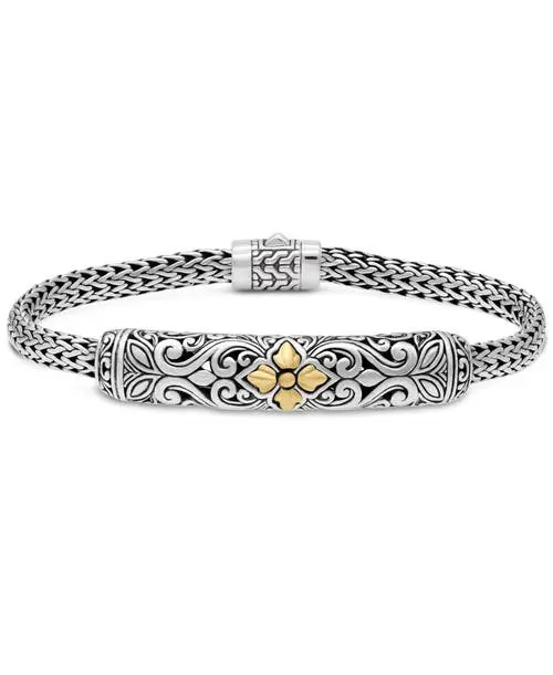 DEVATA Maple Leaf On Filigree With Dragon Bone Chain Bracelet