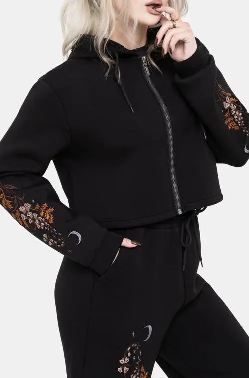DISTURBIA Foxglove Zip Up Cropped Hoodie