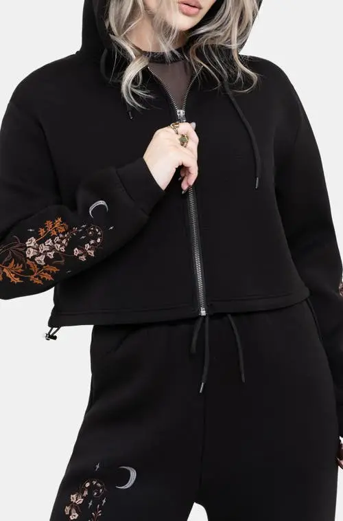 DISTURBIA Foxglove Zip Up Cropped Hoodie