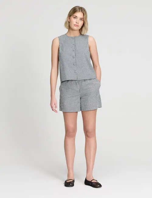 FINERY LONDON Sunny Cotton Gingham Shorts