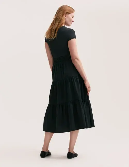 FINERY LONDON Harleen Cotton Tiered Midi Skirt