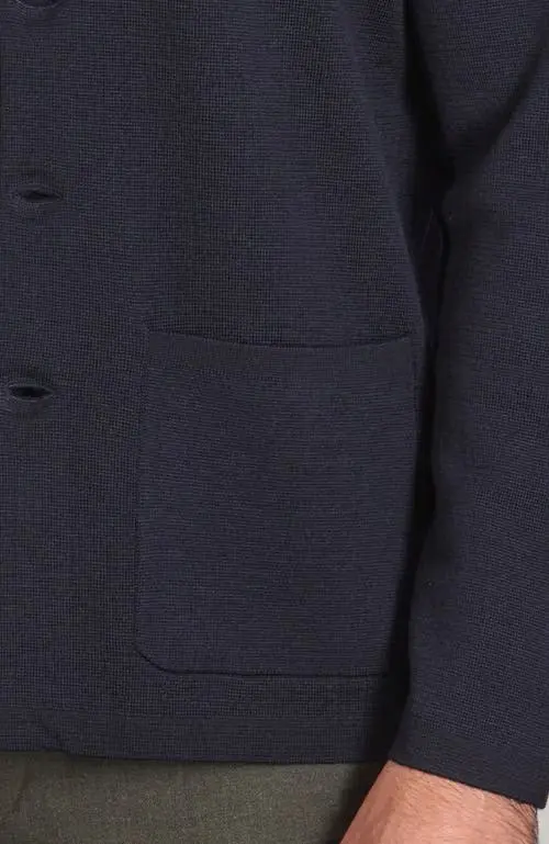 PAUL JAMES Merino Wool Knitted Nehru Jacket - Navy