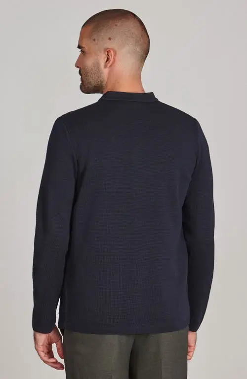 PAUL JAMES Merino Wool Knitted Nehru Jacket - Navy