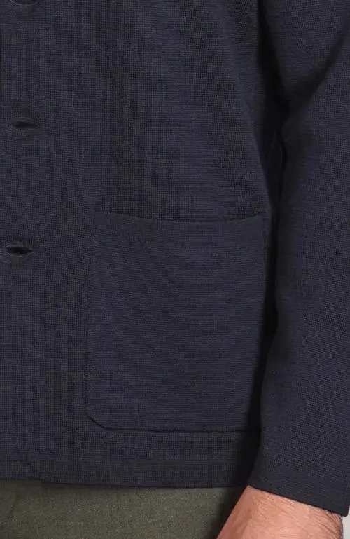 PAUL JAMES Merino Wool Knitted Nehru Jacket - Navy