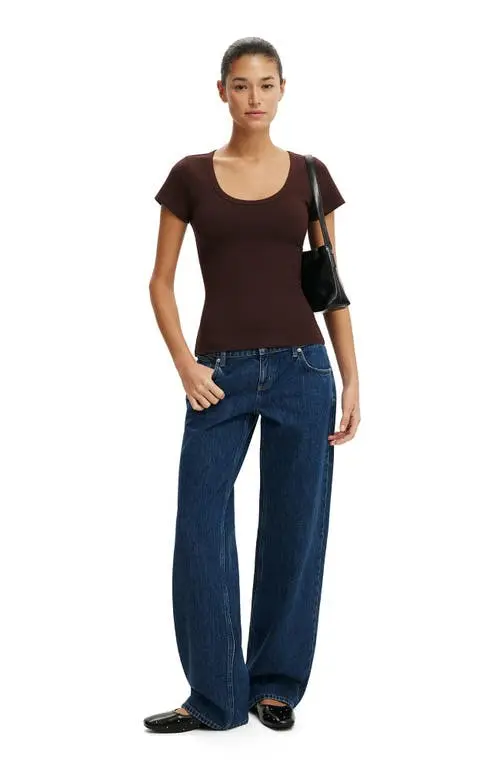COTTON ON Everyday Smooth Scoop Neck Tee - Dark Oak