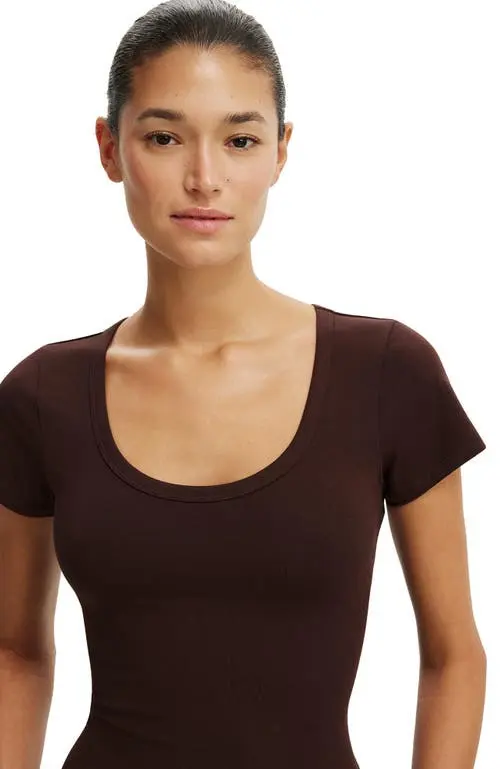 COTTON ON Everyday Smooth Scoop Neck Tee - Dark Oak