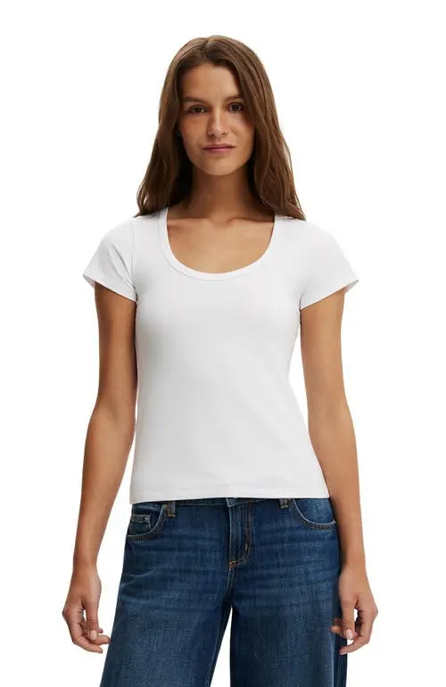 COTTON ON Everyday Smooth Scoop Neck Tee - White