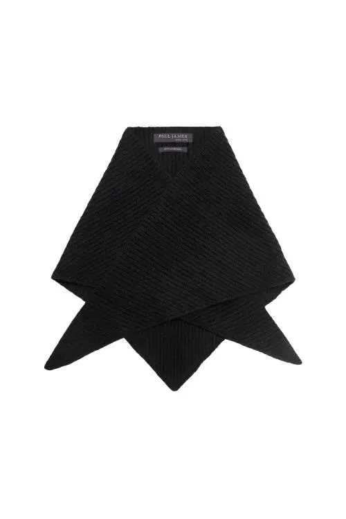 PAUL JAMES Lambswool Ribbed Triangle Scarf - Black