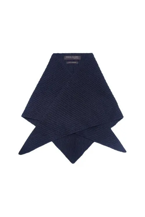 PAUL JAMES Lambswool Ribbed Triangle Scarf - Oxfordblue