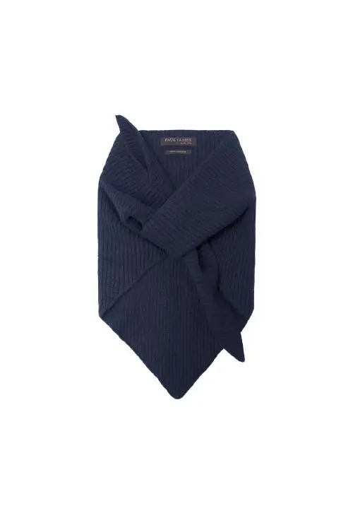PAUL JAMES Lambswool Ribbed Triangle Scarf - Oxfordblue