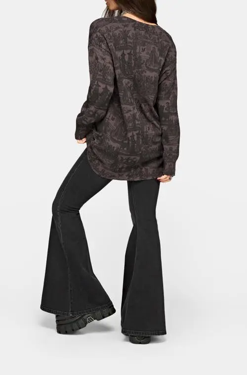DISTURBIA Diabolical V-neck Knit Sweater