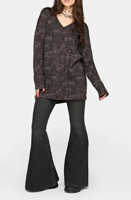 DISTURBIA Diabolical V-neck Knit Sweater