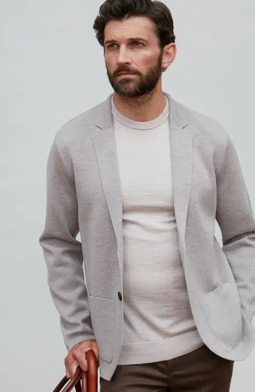 PAUL JAMES Lightweight Merino Wool Knitted Blazer - Barley