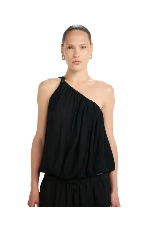 BEACH LIFE BY GOTTEX Resort One Shoulder Bubble Top Cover-up - Black