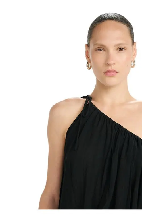 BEACH LIFE BY GOTTEX Resort One Shoulder Bubble Top Cover-up - Black