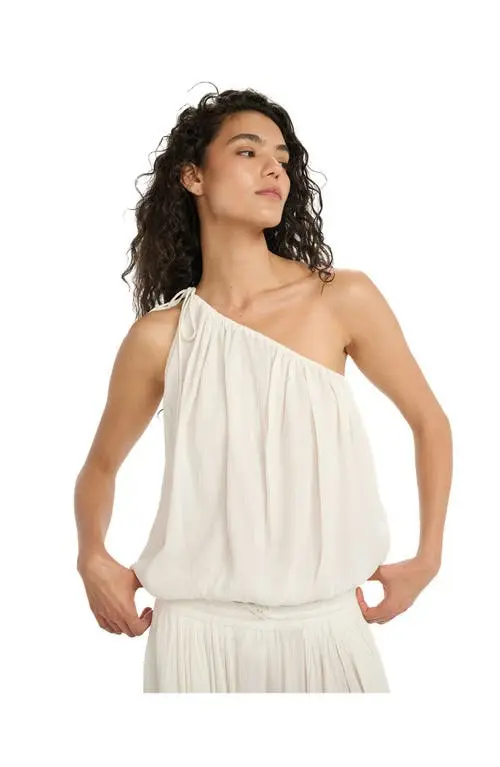 BEACH LIFE BY GOTTEX Resort One Shoulder Bubble Top Cover-up - White