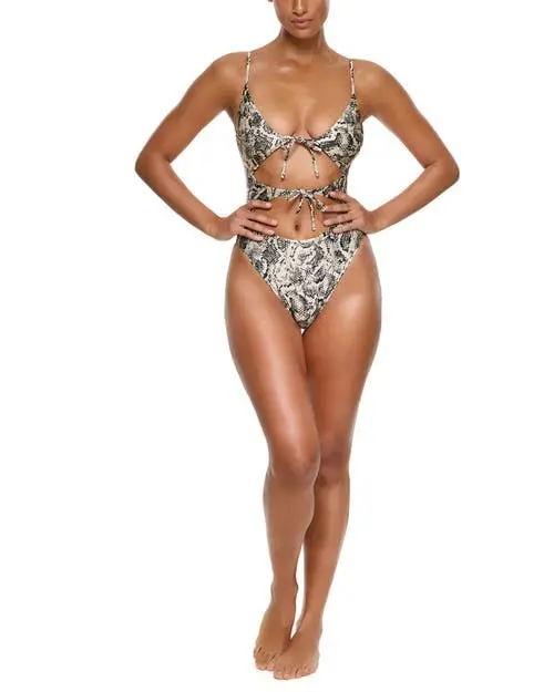 GOTTEX Silky Python Tie Cut Out One Piece Swimsuit