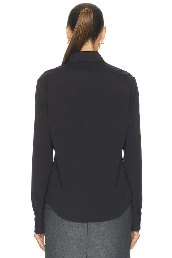 Miu Miu Popeline Stretch Washed Shirt In Black - Nero