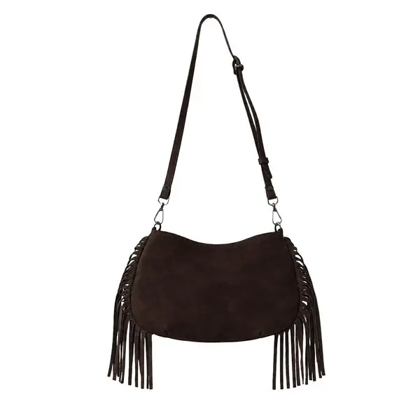 F3ROG BY RANA Suede Crossbody Mini Gordon Fringe Bag