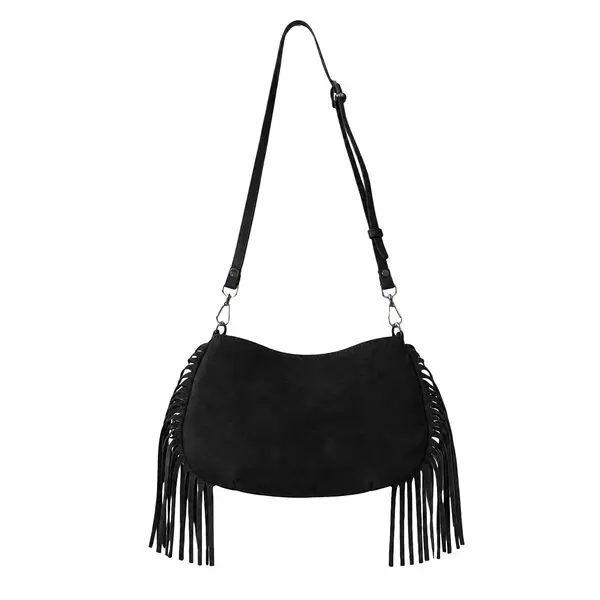 F3ROG BY RANA Suede Crossbody Mini Gordon Fringe Bag