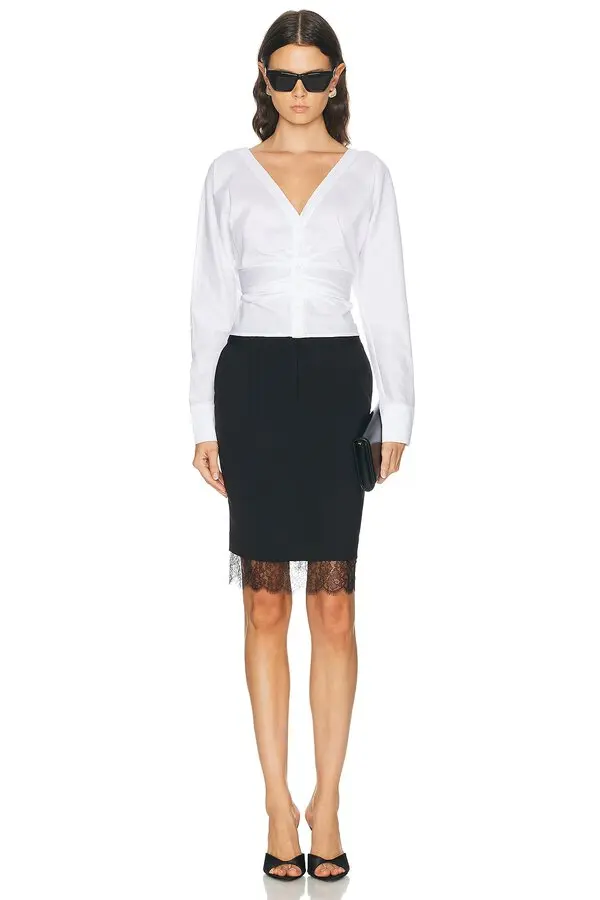 FLEUR DU MAL Ruched Poplin Shirt