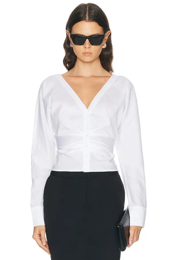 FLEUR DU MAL Ruched Poplin Shirt