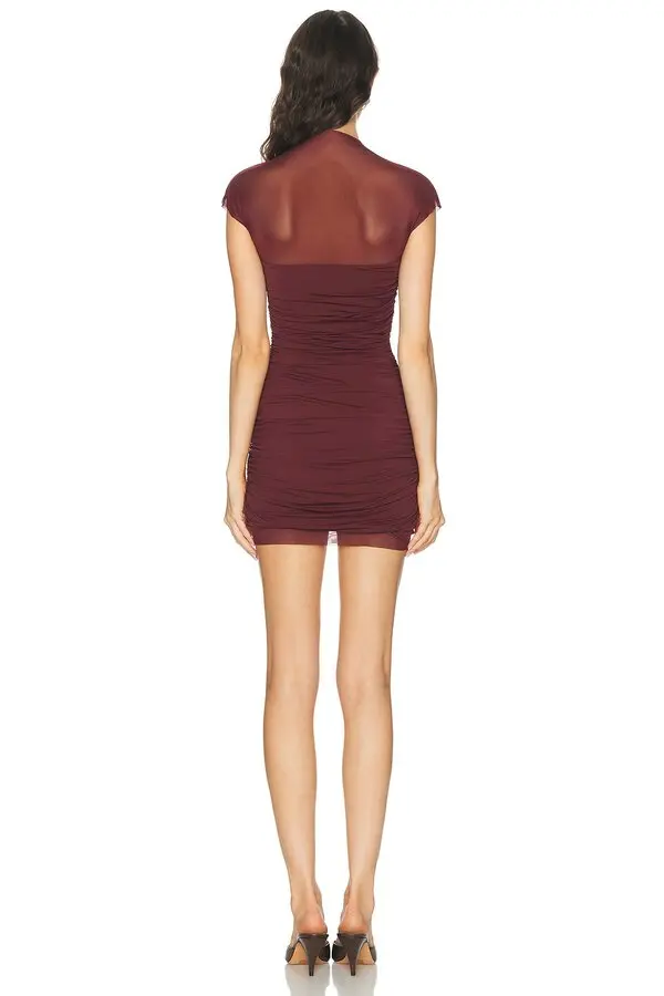 SEROYA Paola Mini Dress In Burgundy - Bordeaux