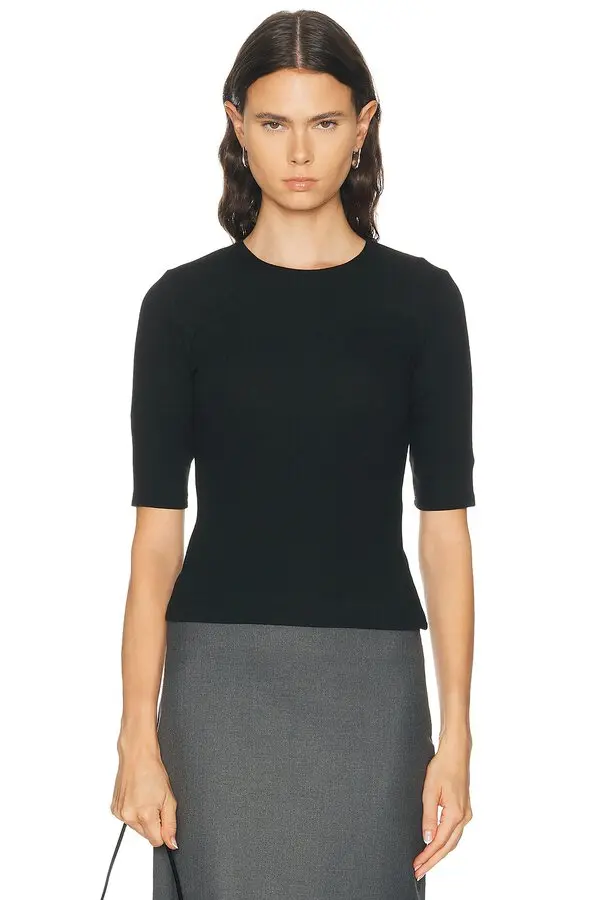 LESET Lauren Mid Sleeve Tee - Black
