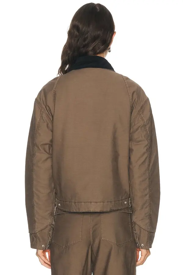 Eterne Cody Slub Cotton Sateen Jacket In Brown
