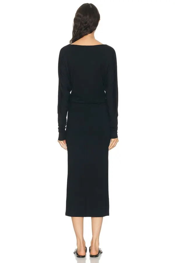 Eterne Long Sleeve Soft Jersey Midi Dress - Black