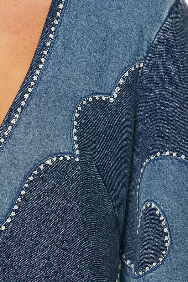 ALEMAIS Jesse Denim Applique Mini Dress