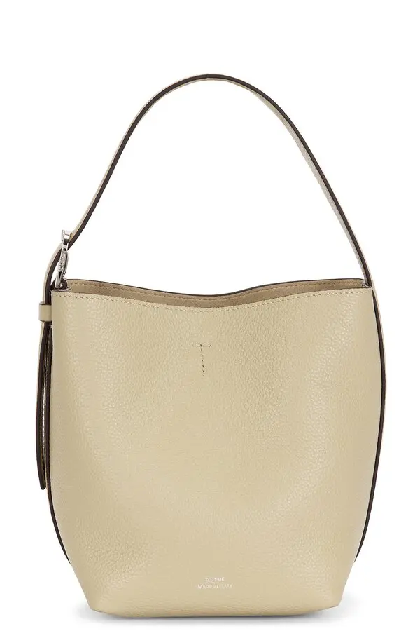 TOTEME Petite Belted Grained Leather Tote Bag In Cream - Cashew