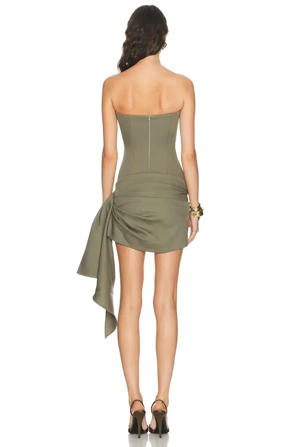 Alex Perry Strapless Drape Mini Dress - Sage