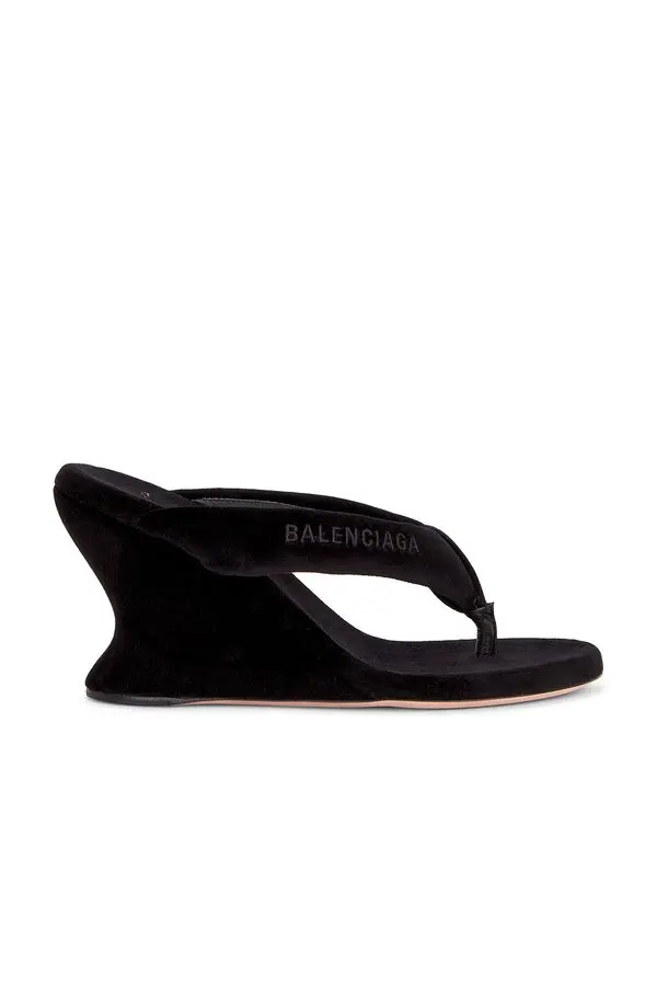 Balenciaga Gaeta Wedge Thong Sandal - Black