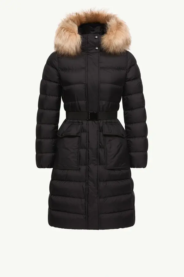 Moncler Khloesse Shearling-trimmed Hooded Long Down Jacket