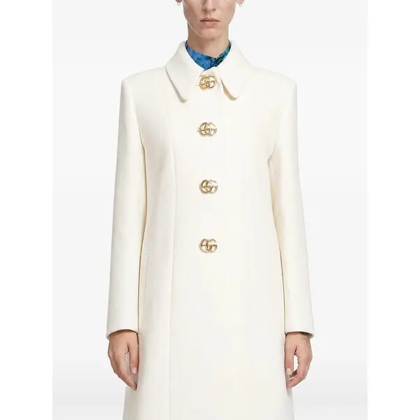 Gucci White Coats Single Breasted Coats - Cream