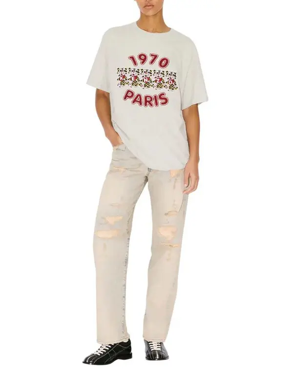 Kenzo Loose-fitting Cotton T-shirt With Wild Tiger Embroidery - Gray