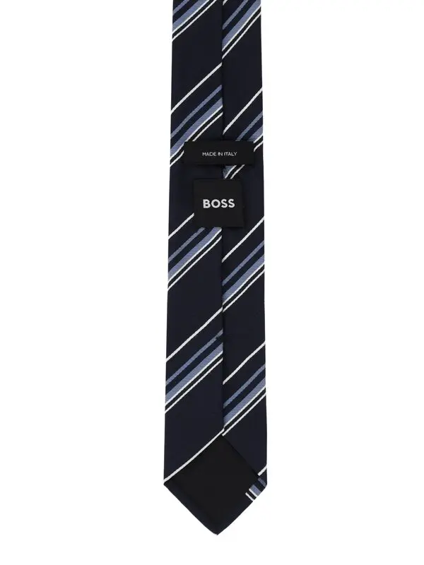 BOSS Cravatta Jacquard A Righe Diagonali - Blue