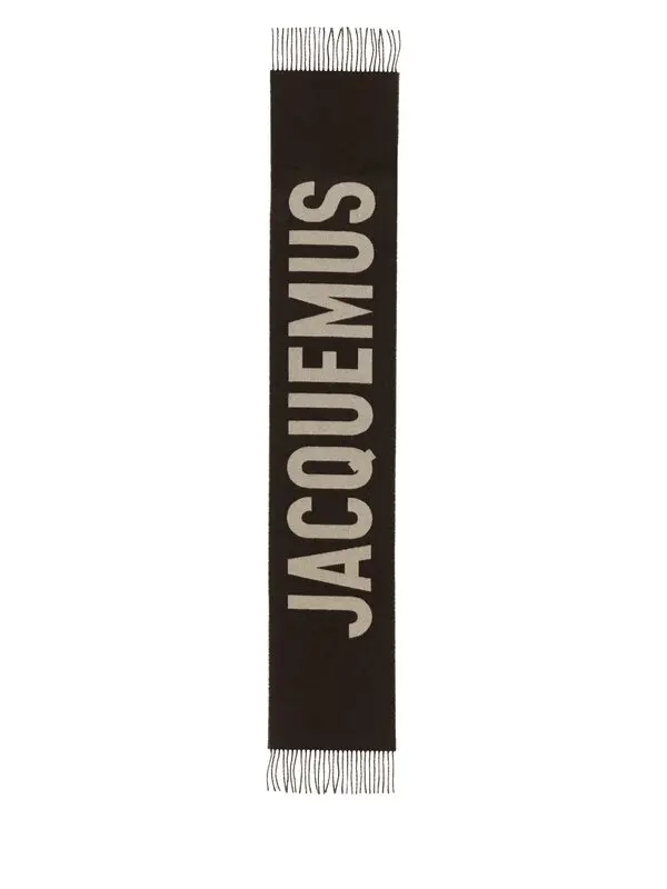 Jacquemus Sciarpa In Lana Con Frange E Logo