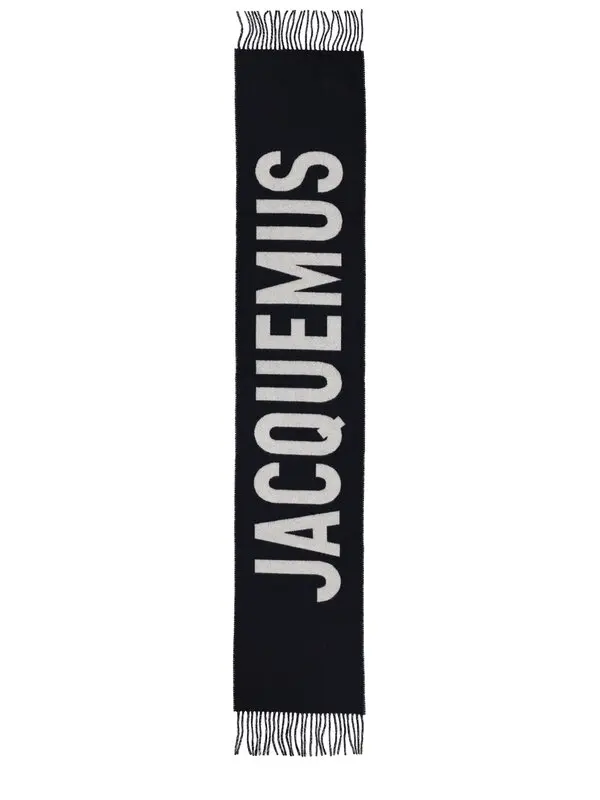 Jacquemus Sciarpa In Lana Con Frange E Logo