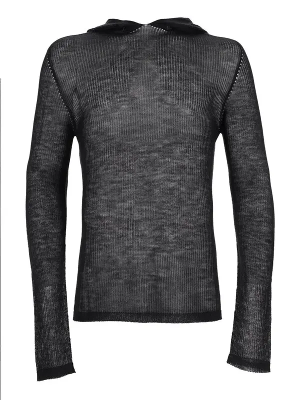 Rick Owens T-shirt Trasparente Con Cappuccio - Black