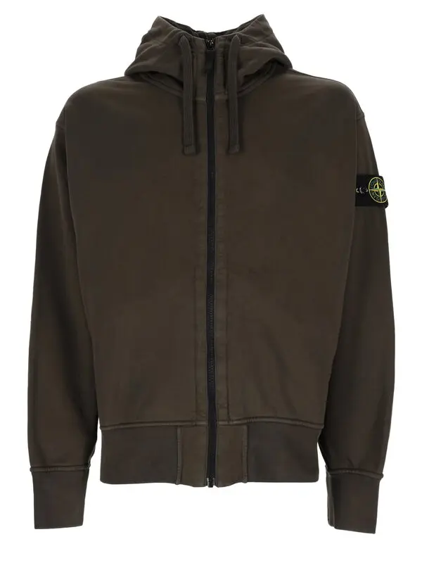 Stone Island Felpa Con Patch Logo - Brown