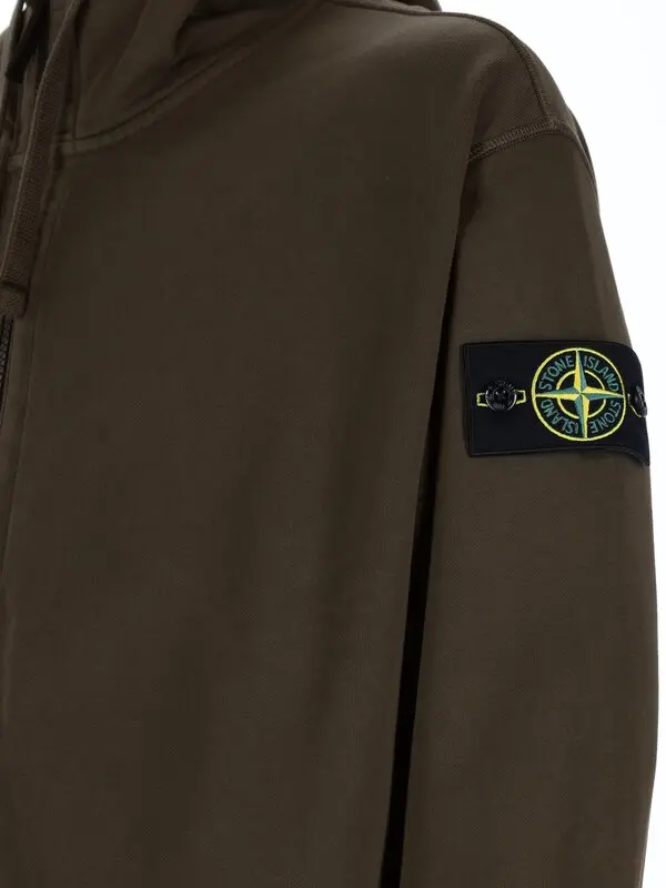 Stone Island Felpa Con Patch Logo - Brown