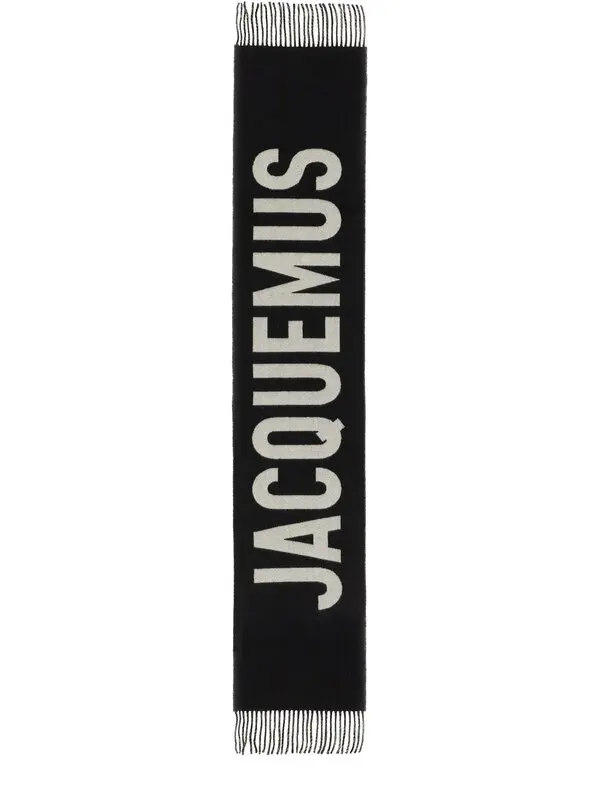 Jacquemus Sciarpa In Lana Con Frange E Logo